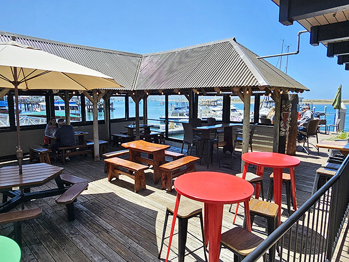 The outdoor deck offers al fresco dining with unfiltered sunshine, sea breezes, and views that no Instagram filter could improve.