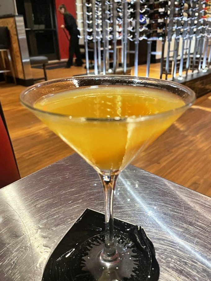 This peach martini glows like a Florida sunset captured in crystal &ndash; pure liquid sunshine.