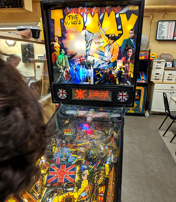 Between bites of perfect pizza, challenge yourself to a round of pinball—just like your dad did while waiting for his order in 1975.