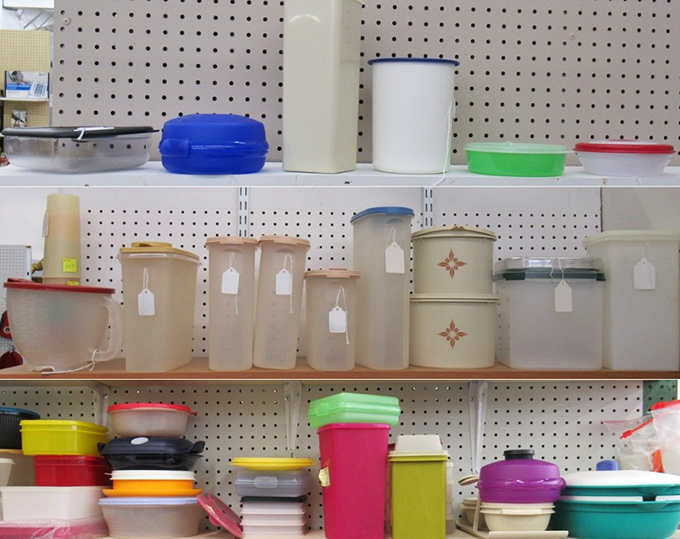 Tupperware in colors not seen since The Brady Bunch was on prime time, ready to preserve your leftovers with a side of nostalgia.