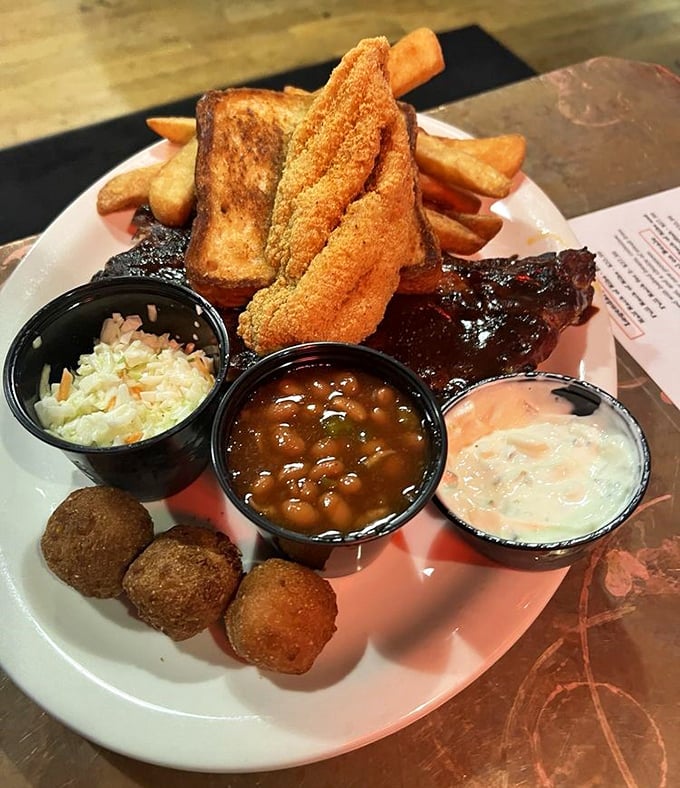 A plate that says, "Yes, I want it all," and Blues City Cafe responds, "We thought you might."