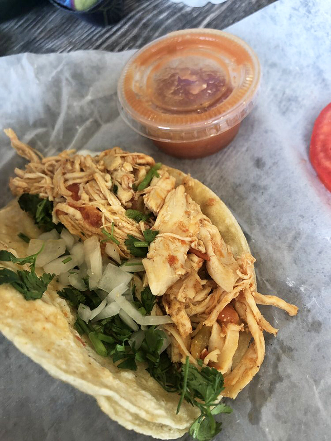 A taco that doesn't need fancy plating&mdash;just handmade tortillas, tender chicken, and enough cilantro to make your taste buds dance.