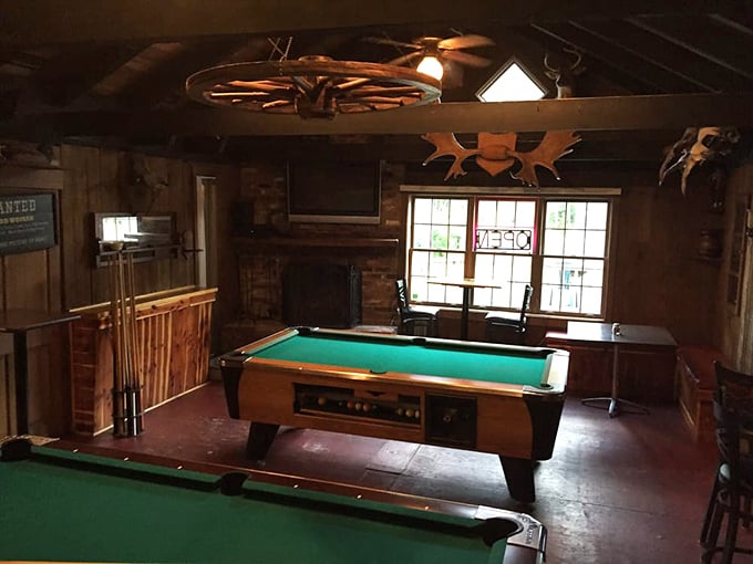 Pool tables await, because sometimes you need entertainment between your appetizer and that second helping of crab cakes.