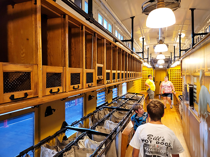 Step inside the Railway Post Office car and you'll find the ingenious sorting system that once delivered America's mail while speeding across the countryside.