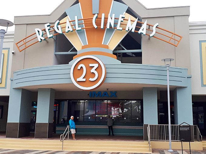 When your shopping companions need a break, Regal Cinemas offers 23 different ways to rest your feet while someone else carries the emotional baggage.