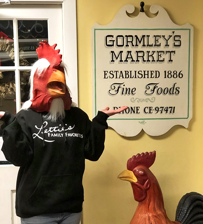 When your restaurant mascot has this much personality, you know you're in for something special. The rooster theme isn't just decoration—it's practically a lifestyle.