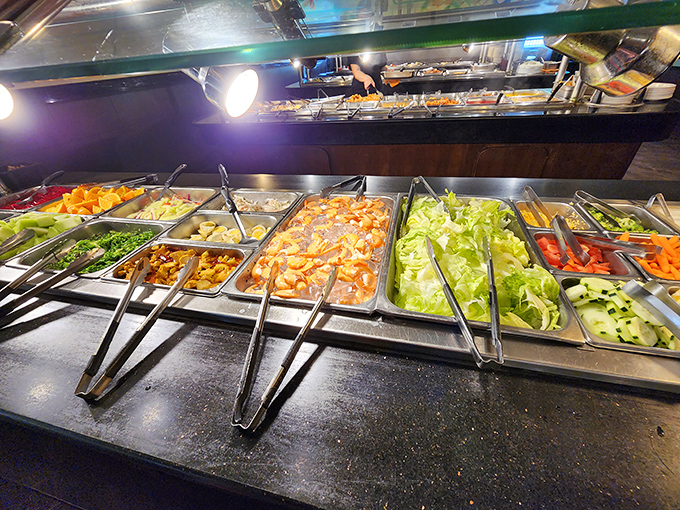 The salad bar &ndash; where virtuous intentions go to die beneath a rainbow of more tempting options.