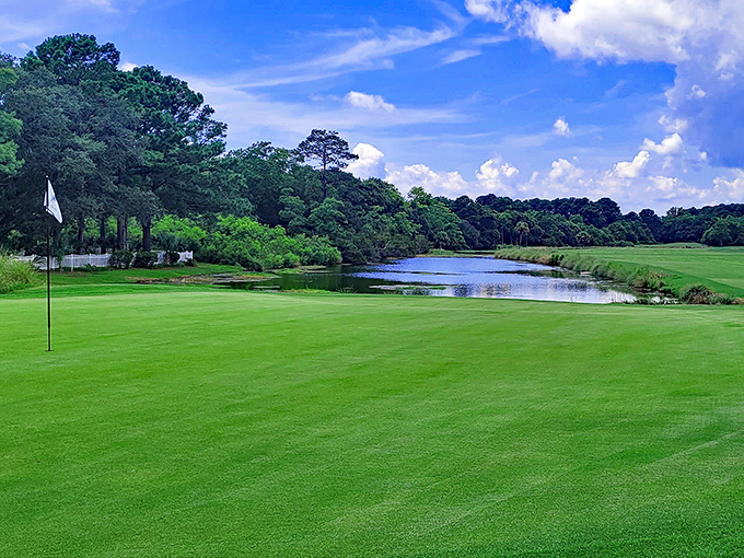 Emerald fairways meet Lowcountry waterways at this picturesque golf course. Even terrible golfers find solace in views this spectacular.