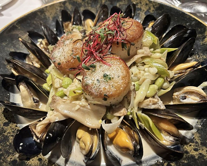 Ocean meets artistry in this scallop and mussel masterpiece&mdash;a circular celebration of seafood that makes landlocked Pennsylvania feel positively coastal.