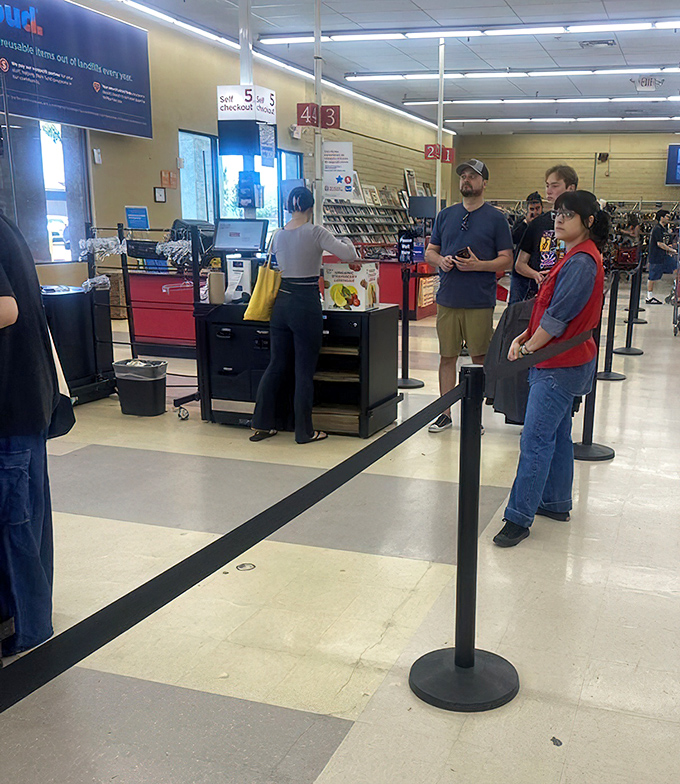 Self-checkout: the final frontier between you and ownership of that vintage bowling shirt you absolutely needed but never knew existed until today.