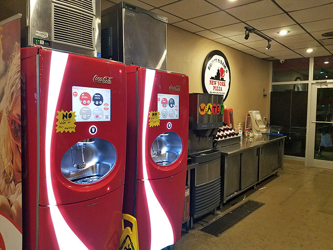 Self-serve soda machines: the adult equivalent of being told to go wild in a candy store. Refills are the unsung heroes of pizza dining.