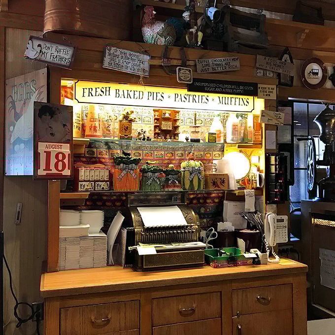 "Fresh Baked Pies &bull; Pastries &bull; Muffins" might be the most beautiful phrase in the English language. The display case tempts even the strongest willpower.