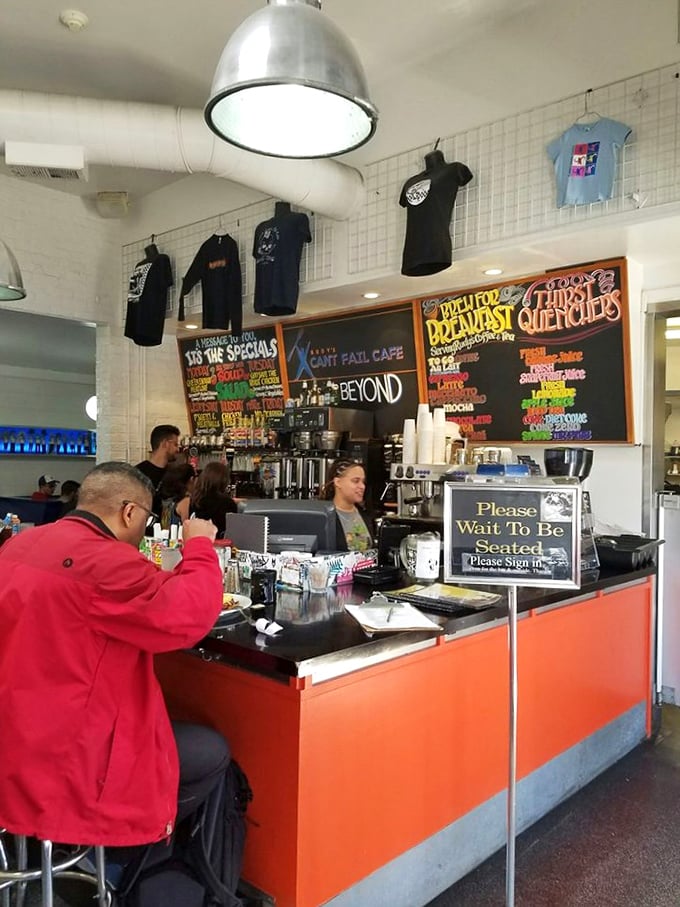Where the magic happens: the counter area buzzes with activity as staff orchestrate the delicate dance of coffee pouring and order taking.