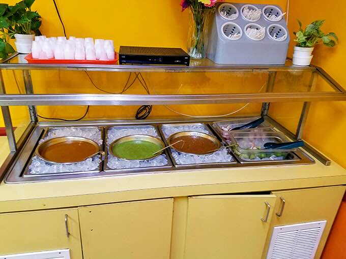 A salsa station that offers more variety than most people's Netflix queues, each sauce telling its own story.