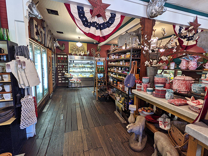 American flags and country store charm create the perfect backdrop for discovering treasures you never knew you needed until this very moment.