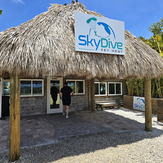 Even the skydiving shacks in the Keys look like they're on permanent vacation, with thatched roofs ready for your Instagram feed.