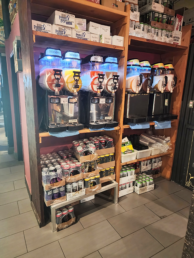 Frozen drink machines: where adults can momentarily recapture childhood joy while still maintaining their dignity. Usually.