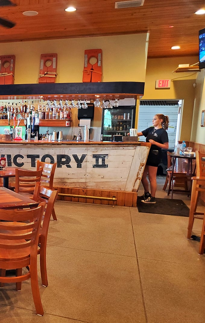 Where hospitality meets waterfront dining. The staff navigates the restaurant with the confidence of people who love where they work.