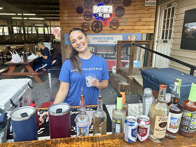 Behind every great barbecue joint is a team that understands hospitality is as important as smoke time. The smile says it all.