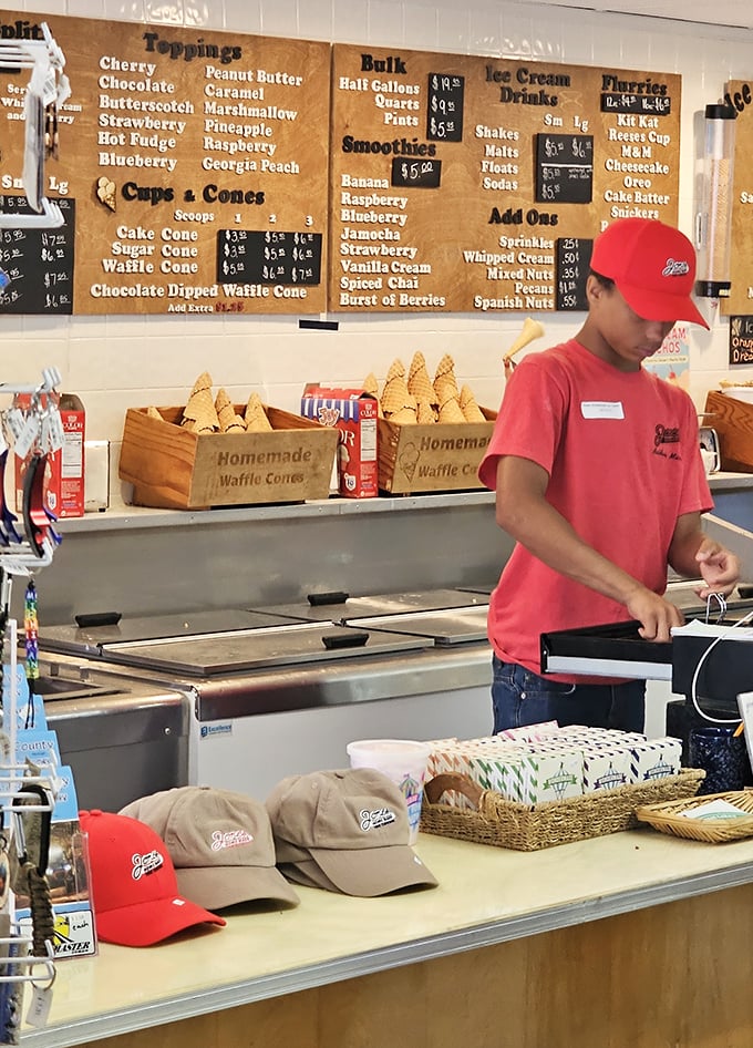 The staff works with the focus of brain surgeons and the joy of kids at recess. Those wooden boxes of homemade waffle cones aren't making themselves.