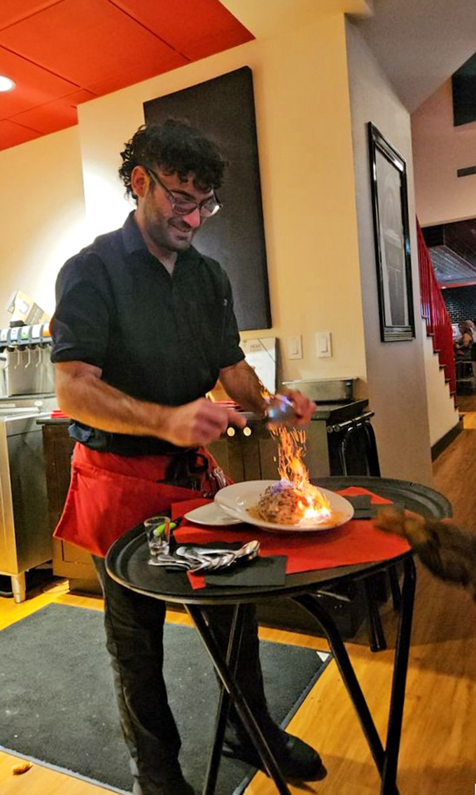 Tableside flambe adds dinner and a show to your experience. Nothing says "special occasion" like controlled fire near your food.