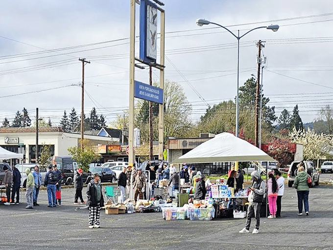 Vendors stand ready as shoppers scan their offerings. Like a real-life version of "Antiques Roadshow" where everyone hopes for a win.