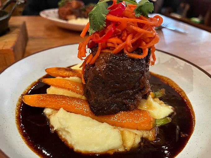 This short rib doesn't fall off the bone&mdash;it leaps willingly into a pool of rich sauce and mashed potatoes.