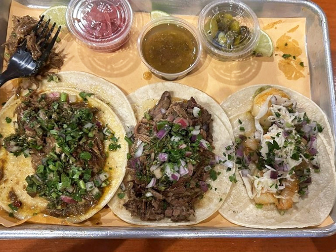 Taco trio that proves BBQ knows no borders. These aren't your standard Tuesday night tacos&mdash;they're smoke-infused flavor vehicles with attitude.