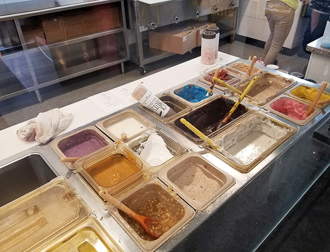 The artist's palette of donut creation. Each container holds potential for greatness &ndash; choose wisely or go wild, there are no wrong answers.