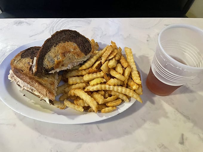 The tuna melt that turned comfort food into an art form, with crinkle-cut fries as the perfect sidekick.