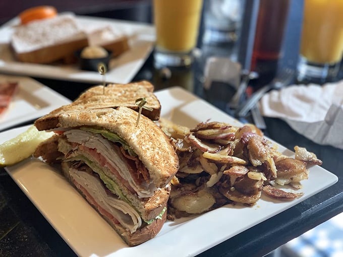 This isn't just a sandwich&mdash;it's architecture with turkey. The home fries on the side are no afterthought either.