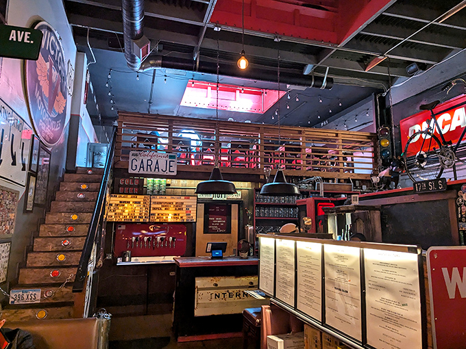 The upper level offers a bird's-eye view of culinary magic happening below &ndash; like watching a delicious theater production.