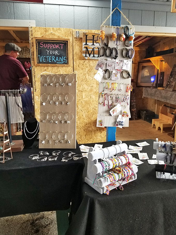 Veteran-supporting sparkle! This jewelry display combines patriotism with craftsmanship, offering wearable treasures that come with stories attached.