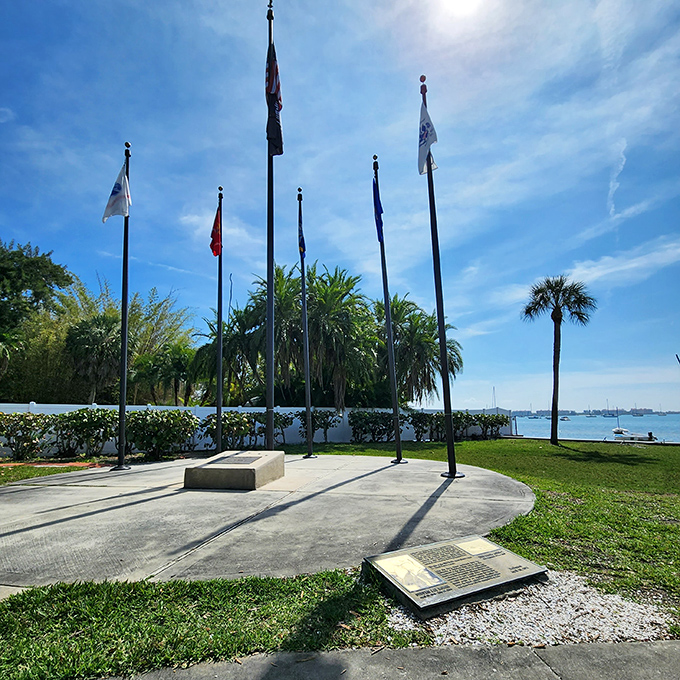 Veterans Park's flag circle creates a moment of reflection by the water &ndash; patriotism with a view that puts Pentagon offices to shame. 