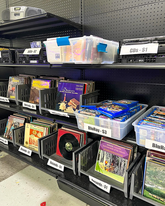 Vinyl records and CDs priced at $1 each. The soundtrack to your youth costs less than the streaming service you use to listen to it now.