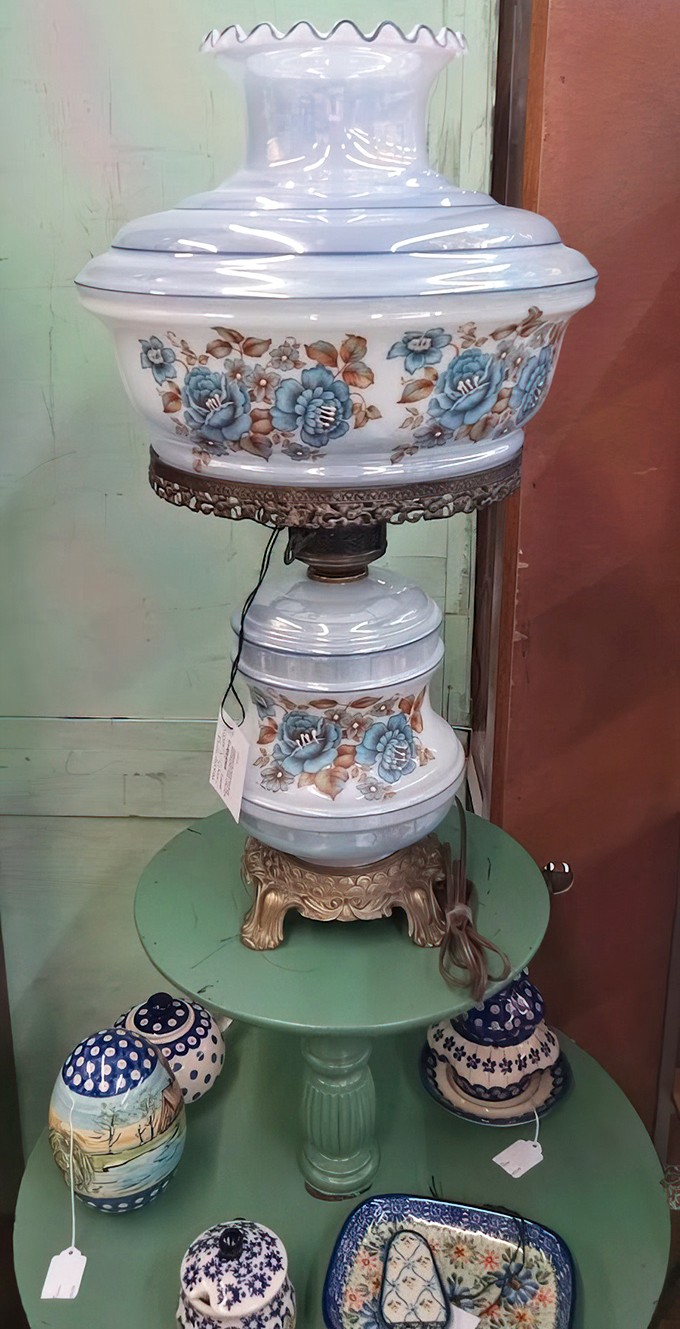 This isn't just a lamp; it's a statement piece saying, "My owner has exquisite taste and probably serves tea from proper china." 