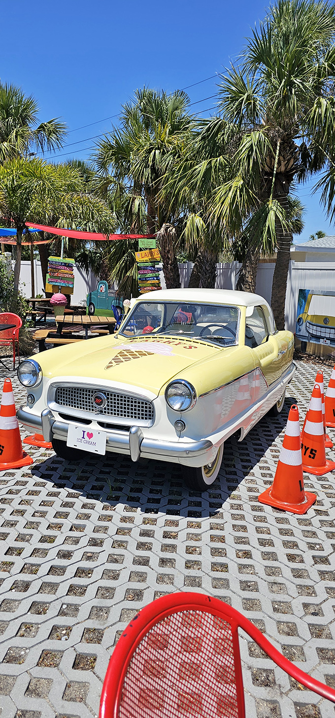 This vintage ice cream-mobile isn't just transportation &ndash; it's a time machine to when dessert was an event, not an afterthought.