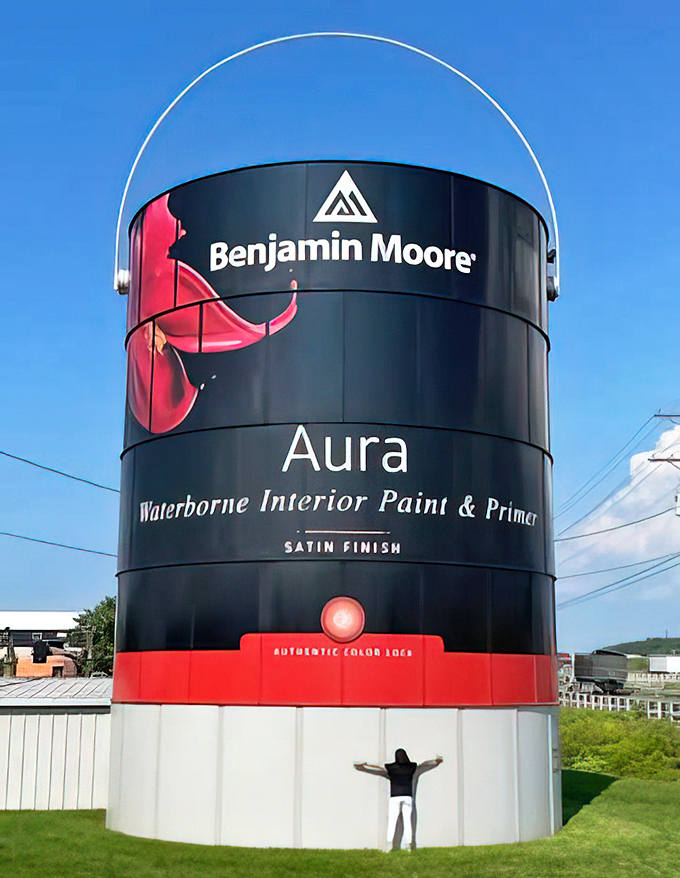 "I've got the whole can in my hands!" This visitor demonstrates the proper enthusiasm required when encountering oversized household items.