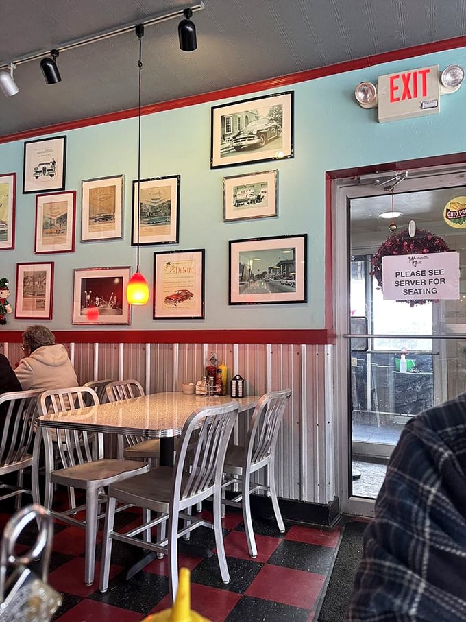 The walls tell stories of Westerville's past through vintage advertisements and photographs, creating a museum you can eat in.