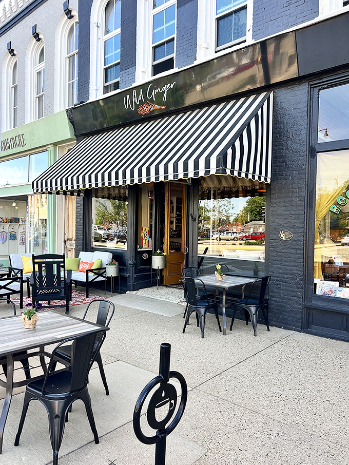 Wild Ginger's striped awning and sidewalk seating create that perfect spot for people-watching while pretending to be deeply engaged in conversation.