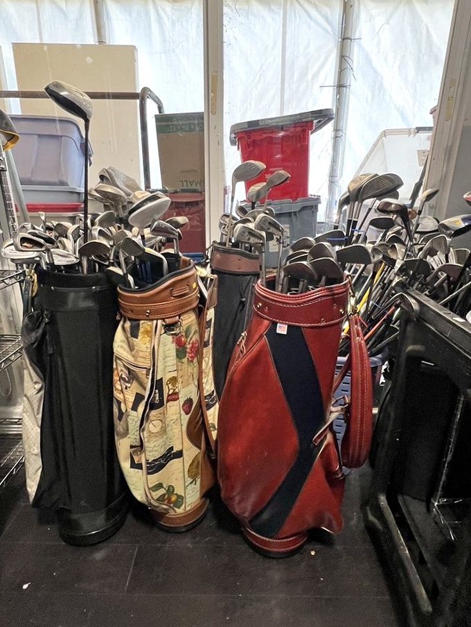 Golf club graveyard or equipment goldmine? These vintage bags hold the ghosts of frustrated swings, triumphant putts, and country club memories.