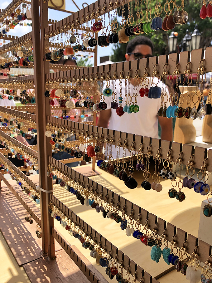 Jewelry displays that hypnotize with their geometric precision &ndash; each earring catching sunlight like tiny disco balls for your lobes.