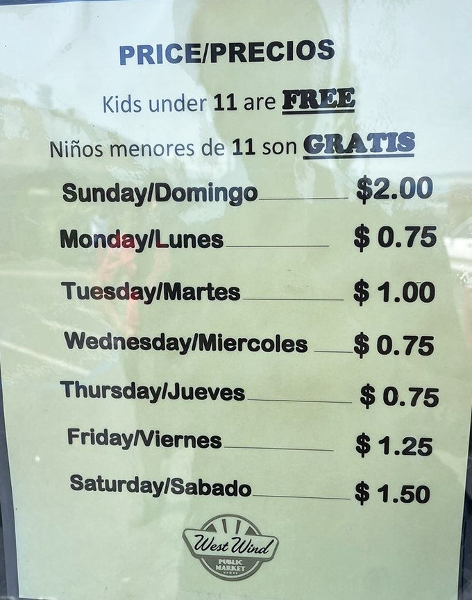 The admission price board reveals the market's best-kept secret: Mondays are practically free! Bargain inception &ndash; saving money to save money.