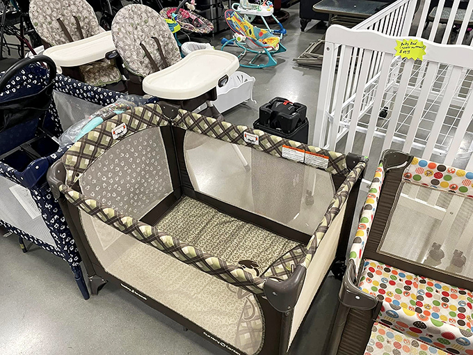 Baby gear galore for the practical parent. These gently-used cribs and high chairs are the secret weapon of savvy grandparents everywhere.