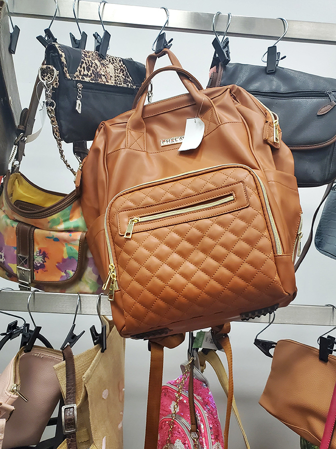 Handbag heaven for the patient hunter. That caramel backpack with original tags? Someone's buyer's remorse becomes your fashion statement.