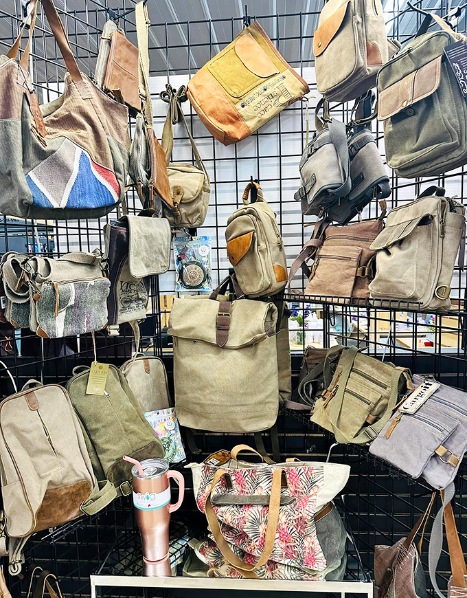 Canvas and leather bags that whisper, "I'm practical but still have personality." Perfect for carrying home all your other marketplace finds.