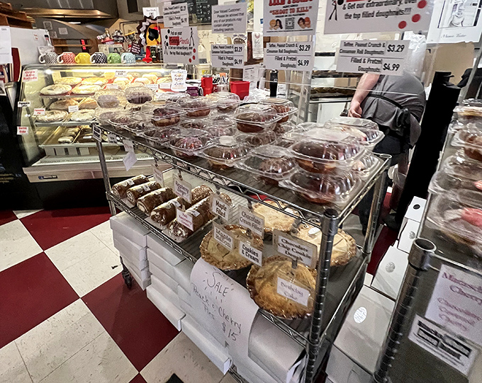 Pastry paradise where diet plans go to die happy deaths. Each labeled treat sits like a contestant in the world's most delicious beauty pageant.