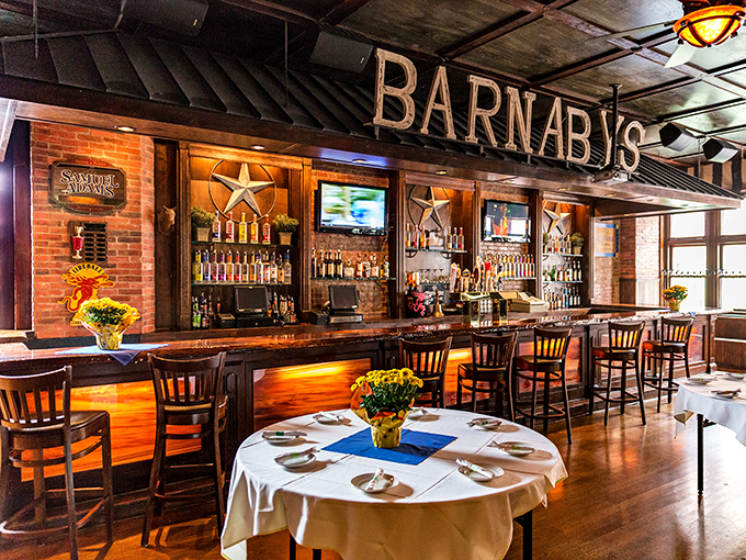 The bar area where strangers become friends and friends become family, all under the watchful glow of multiple TV screens.