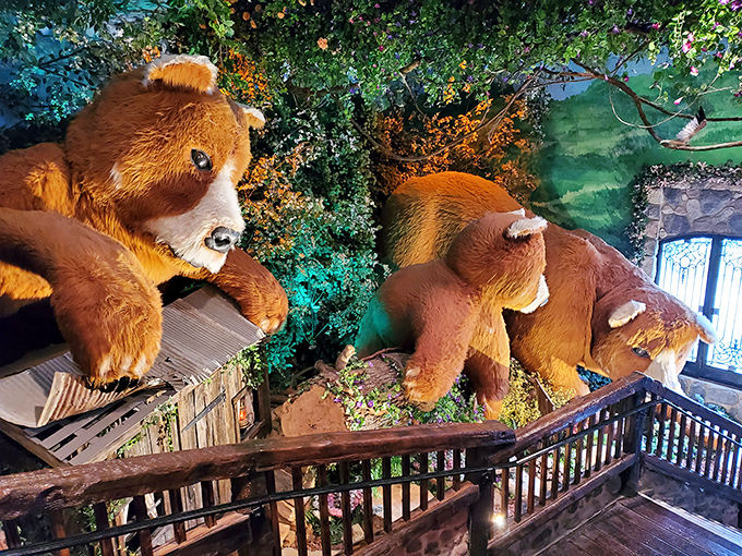 These friendly bears might look cuddly, but they're part of the fascinating above-ground exhibits that complement your underground adventure.