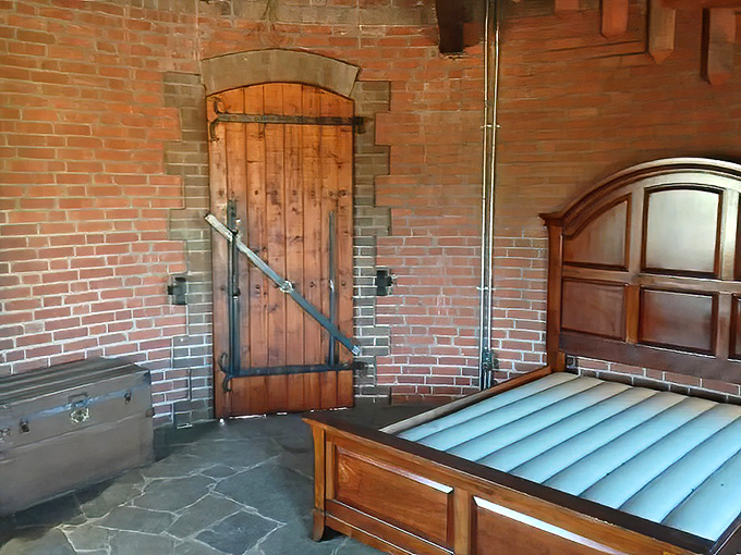 Medieval bedchambers were never this comfortable. The quilt adds a homey touch that says, "Yes, you can storm the castle, but please remove your armor first."